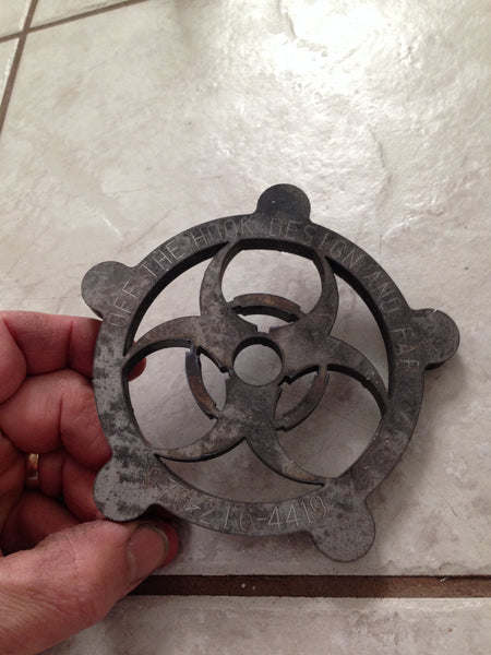 Biohazard hand wheel bare steel blanks – Off The Hook Design And Fab